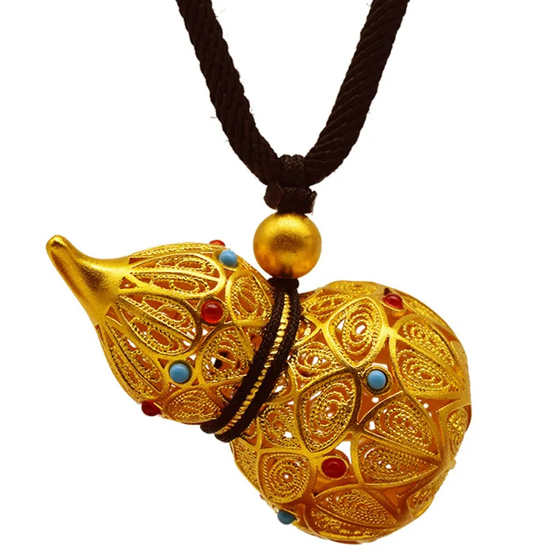 18k-gold-real-gold-gourd-Necklace-For-Women-Men-Pendant-luxury-Jewelry ...