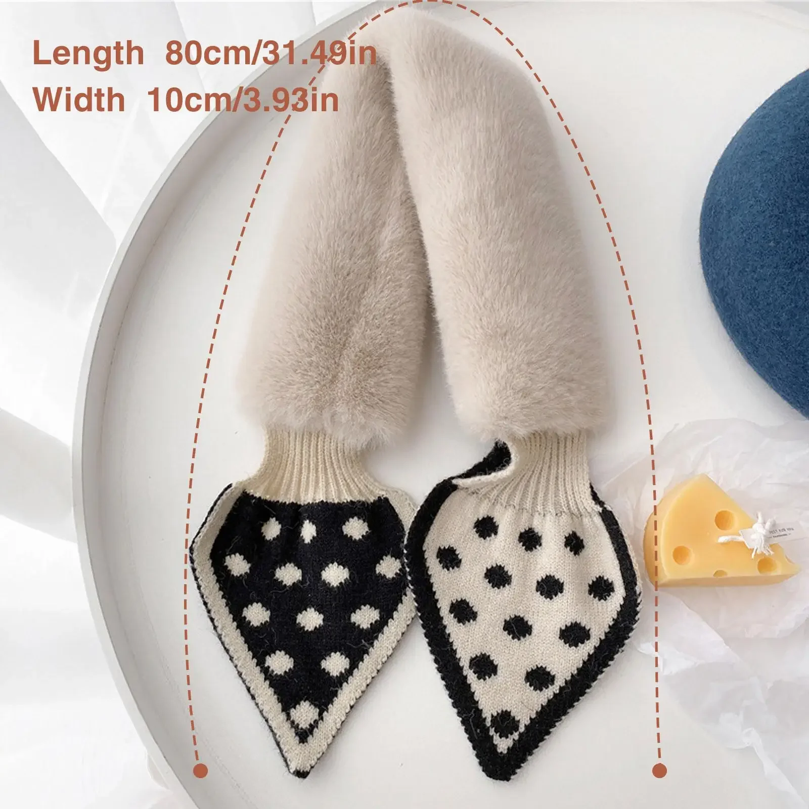 Chal de piel sintética de conejo para mujer, bufanda cruzada de punto ...