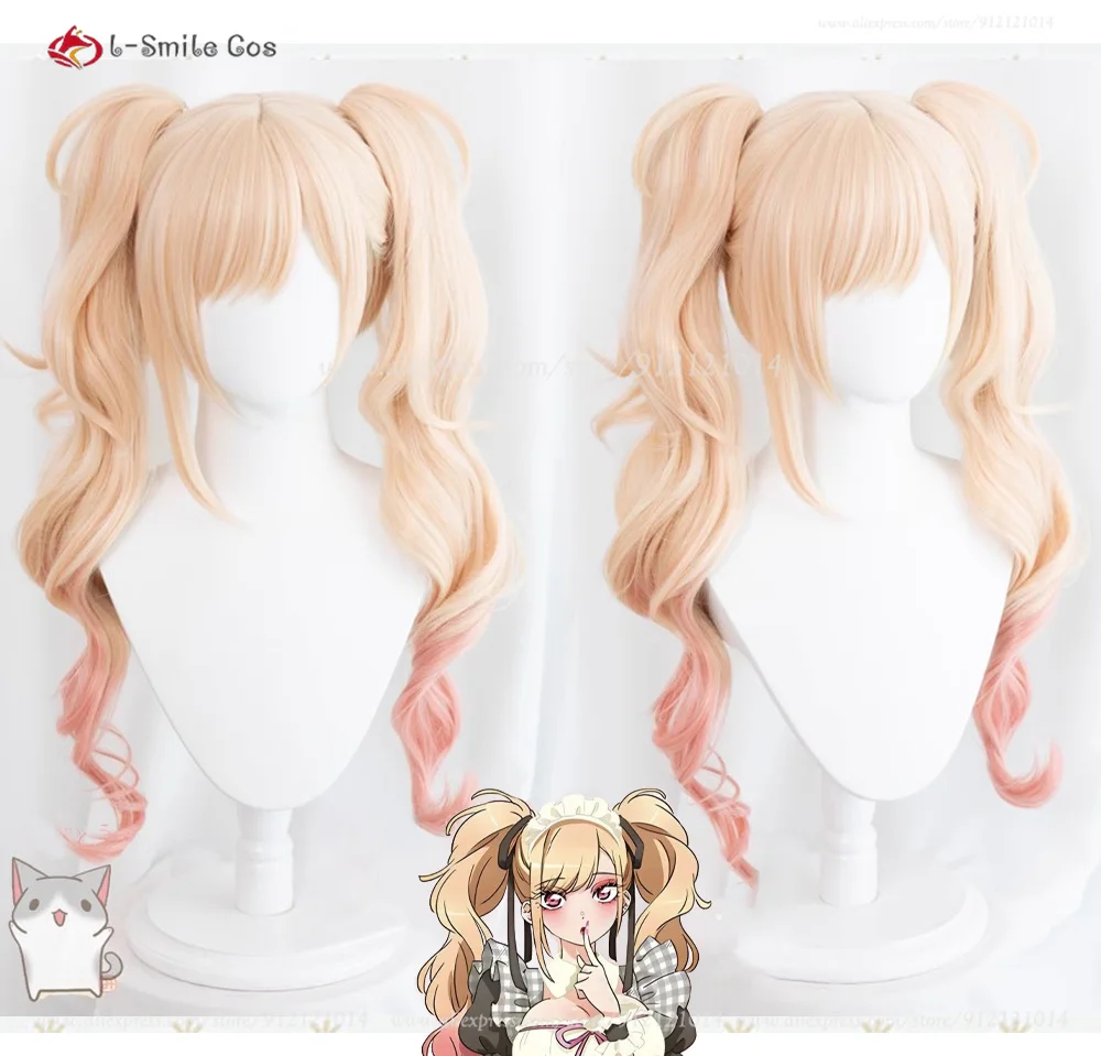 Anime-COS-Maid-Kitagawa-Marin-Kitagawa-Cosplay-Wig-Blonde-Pink-Ponytail ...