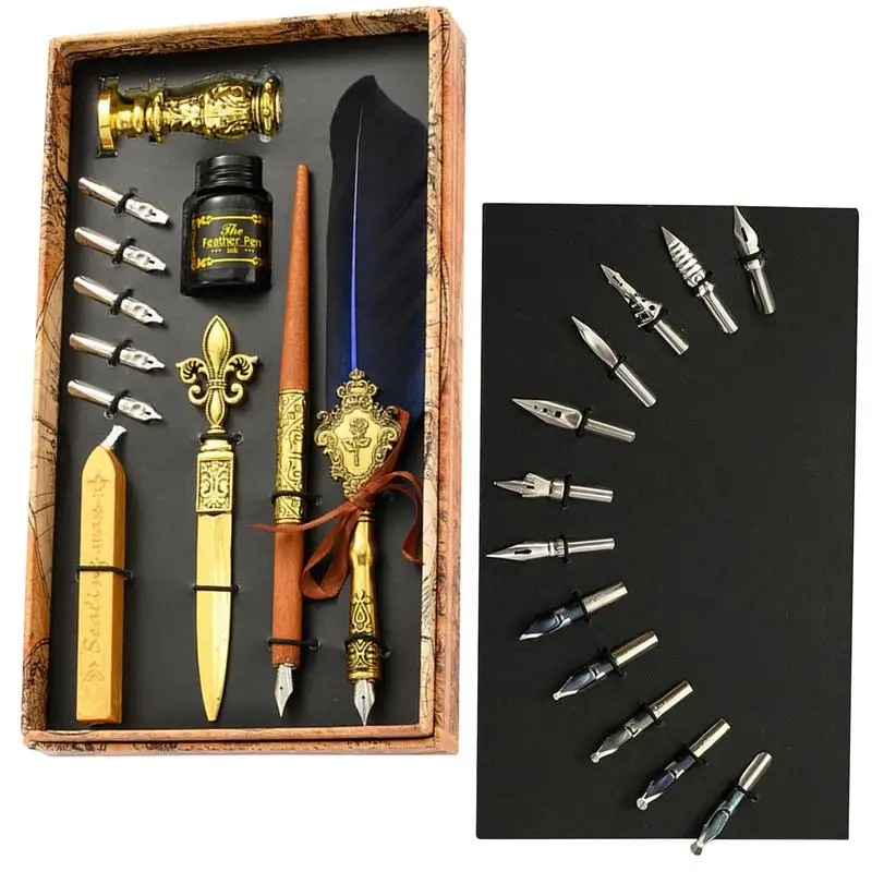 Juego-de-tinta-de-pluma-Kit-de-pluma-de-inmersi-n-de-caligraf-a-Vintage ...