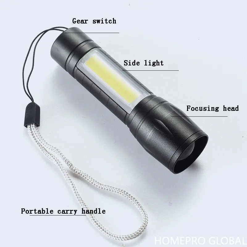 Mini Újratölthető Zoom Led Zseblámpa 3 Világítási Módok Flash Lámpa ...