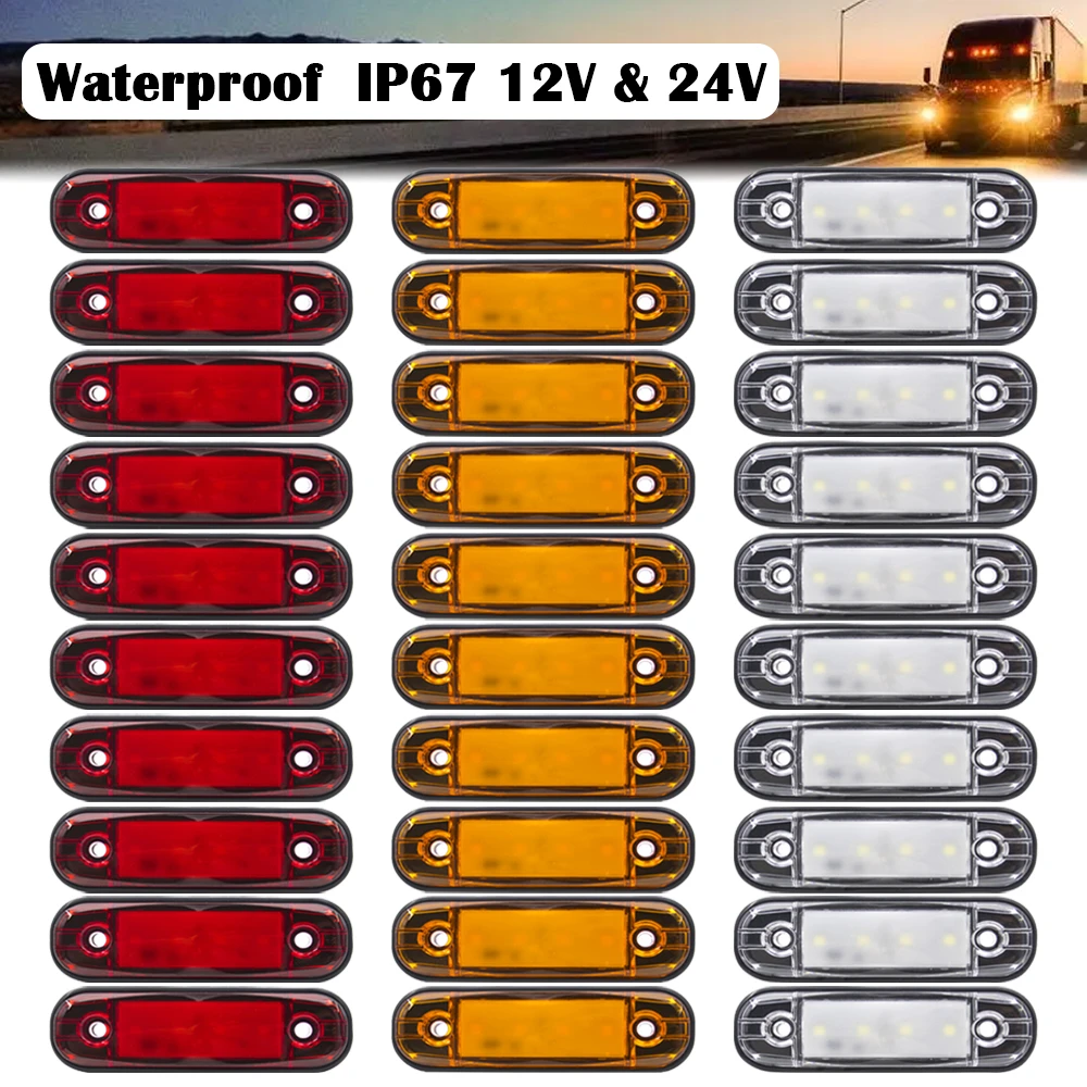 10x Warning Light Led Trailer Red Yellow White 12v 24v Led Side Marker ...
