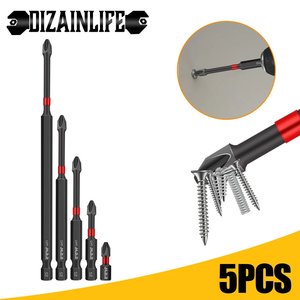 5Pcs-Magnetic-Cross-PH2-Bit-Set-Impact-Batch-Head-Hardness-Screwdriver ...
