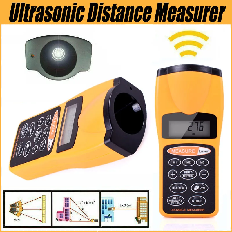 Digital-Lcd-Ultrasonic-Distance-Measure-Tape-Measure-Laser-Point ...