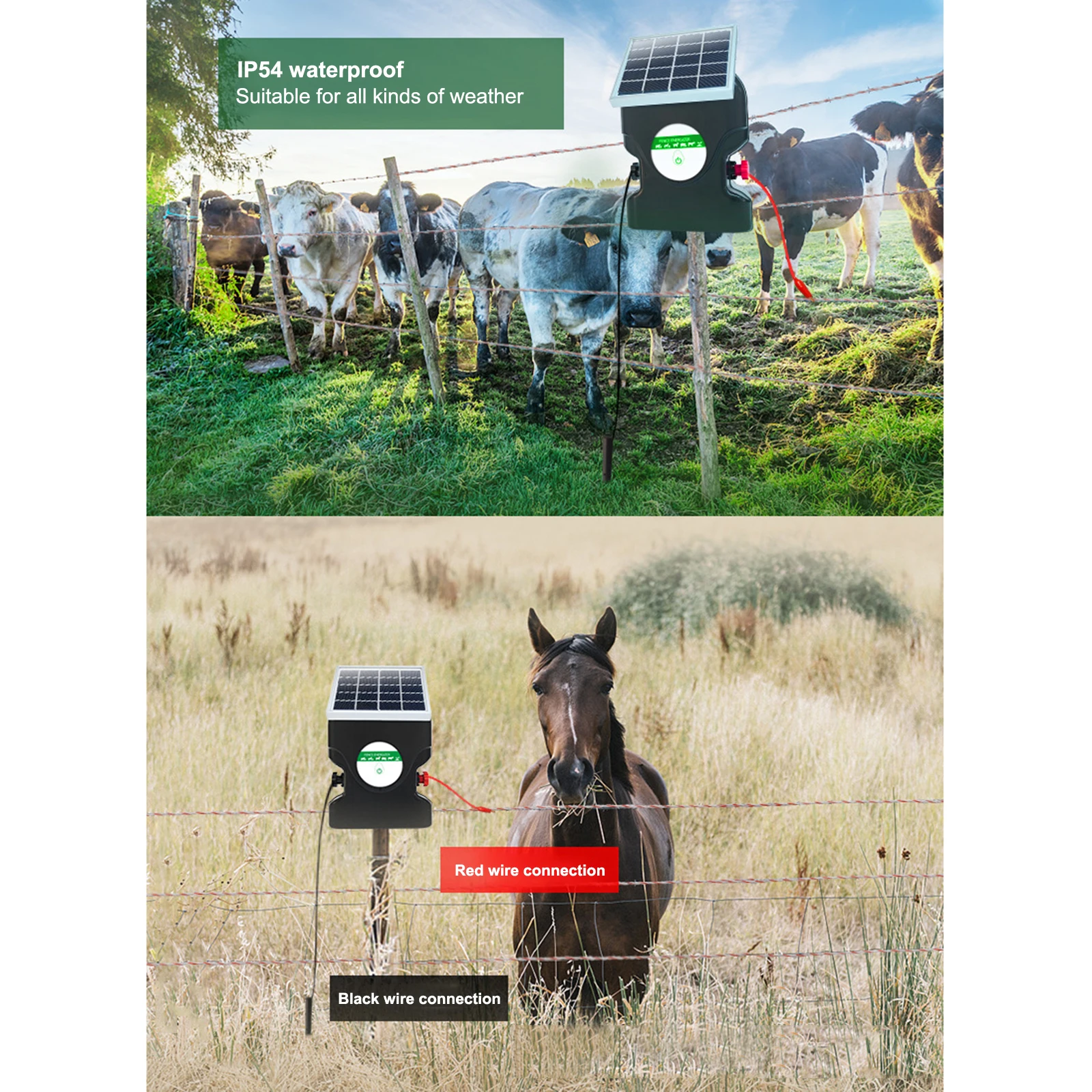 8/10KM Solar Electric Fence Farm Energizer Electric Fence High Voltage ...
