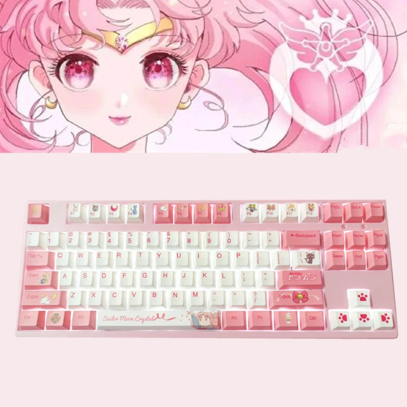 Novo-sailor-moon-rosa-wired-gaming-keyboard-feito-m-o-87-104-teclas-dos ...