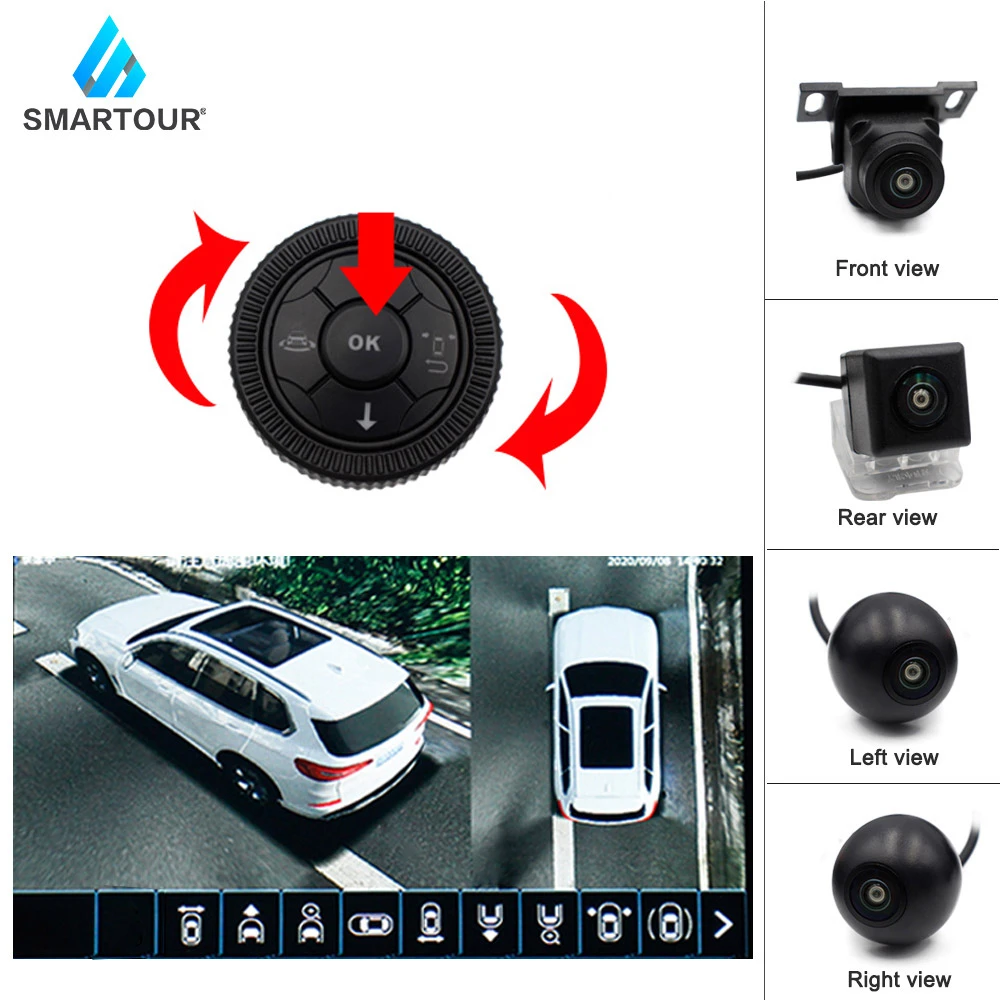 4 Camera Panoramic 3d 360 Degree Bird View System Car Dvr Rear View ...