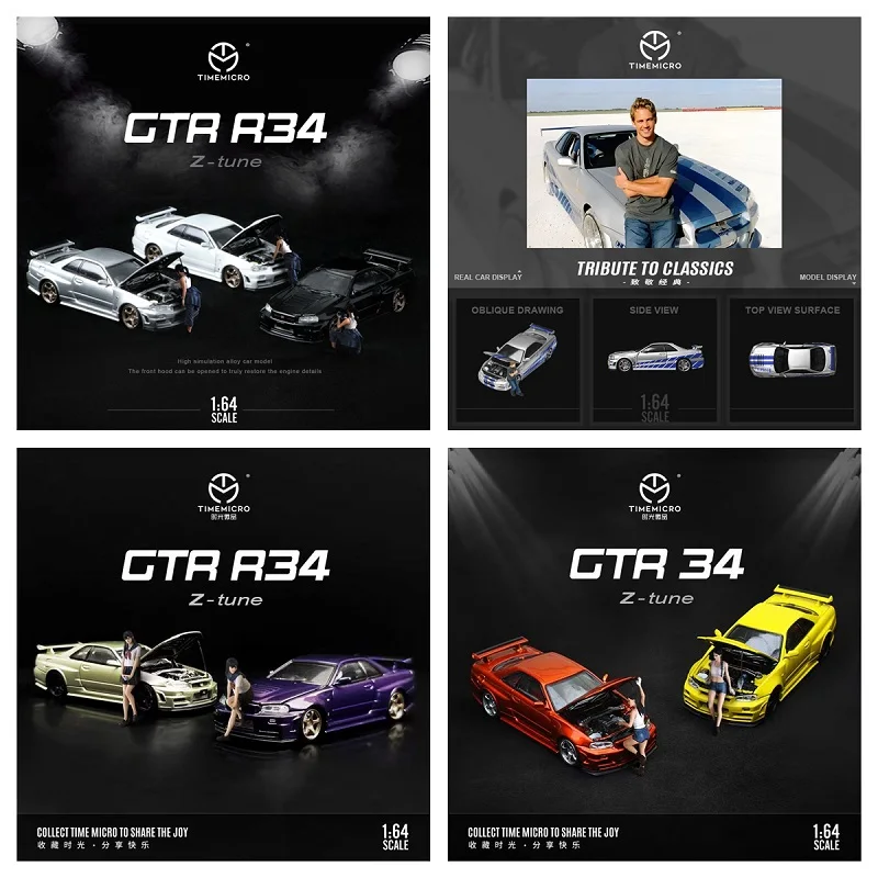 Micro-Diecast-Openable-Cap-Nissan-GTR-R34-Z-Tune-Modelo-de-Carro ...