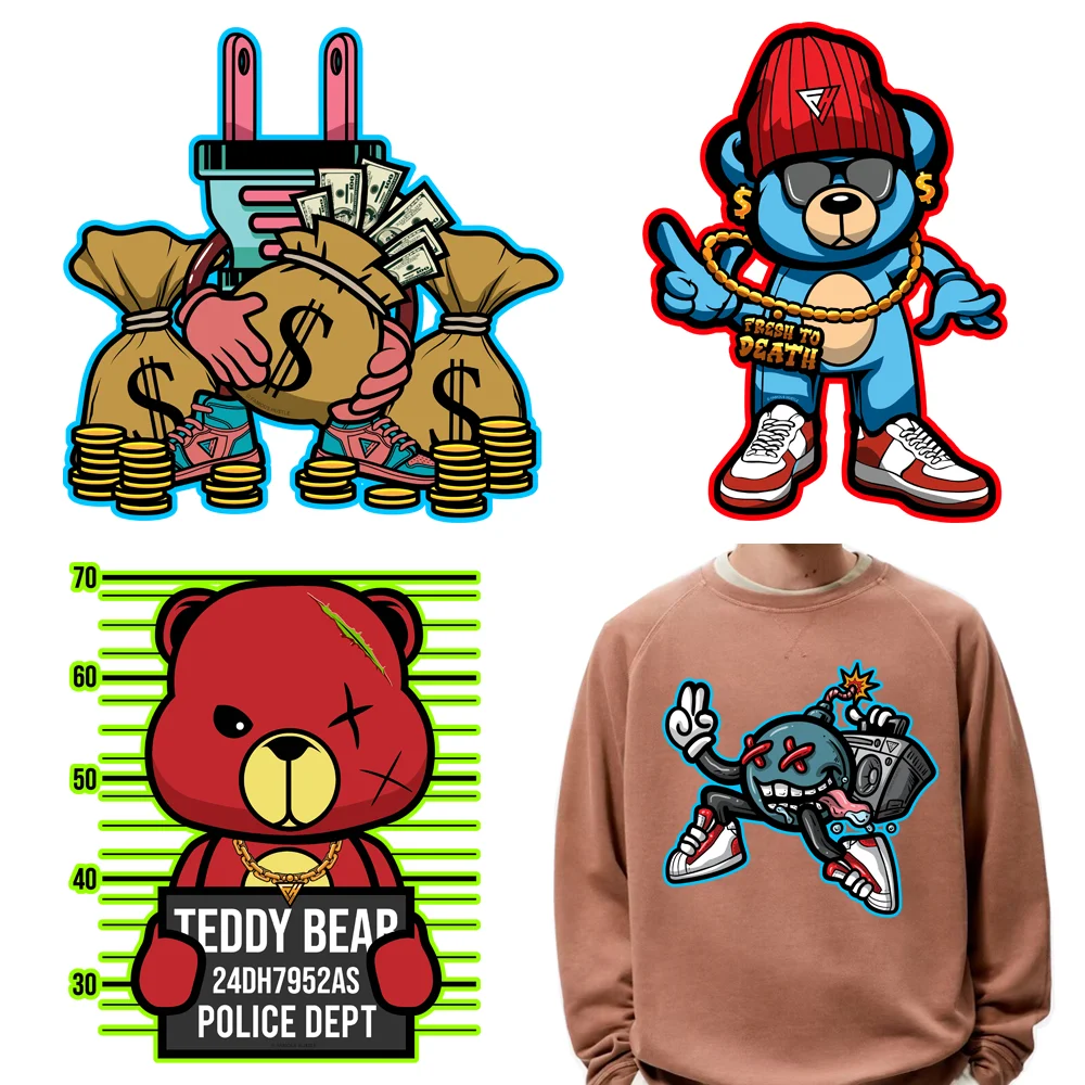 Hustle-Bear-DTF-Printing-Iron-On-Decals-Heat-Transfers-Stickers-For-DIY ...