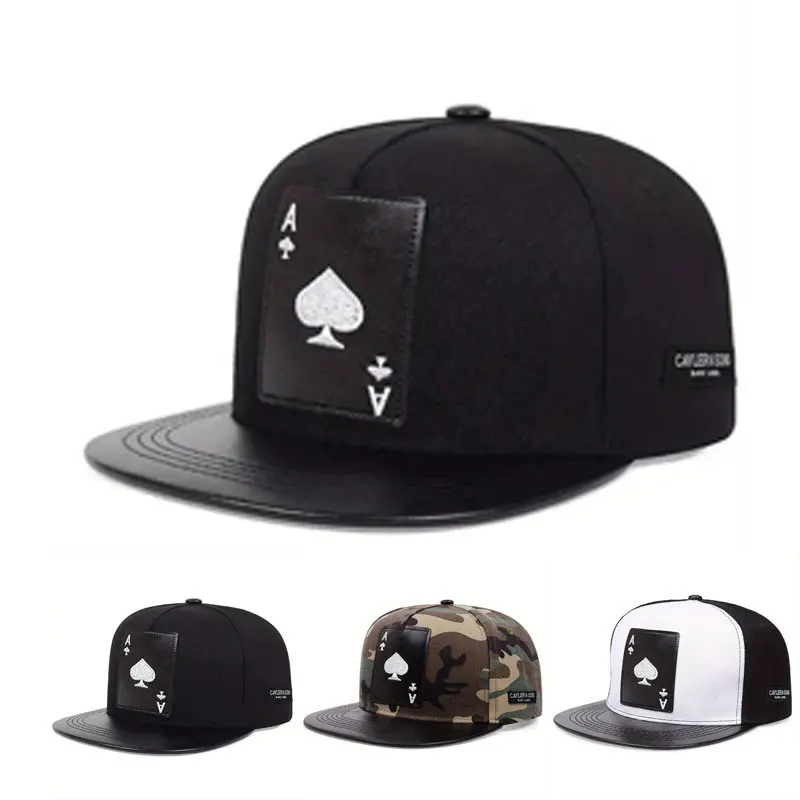 King Leather Playing Card Embroidered Baseball Caps Hip Hop Caps For ...