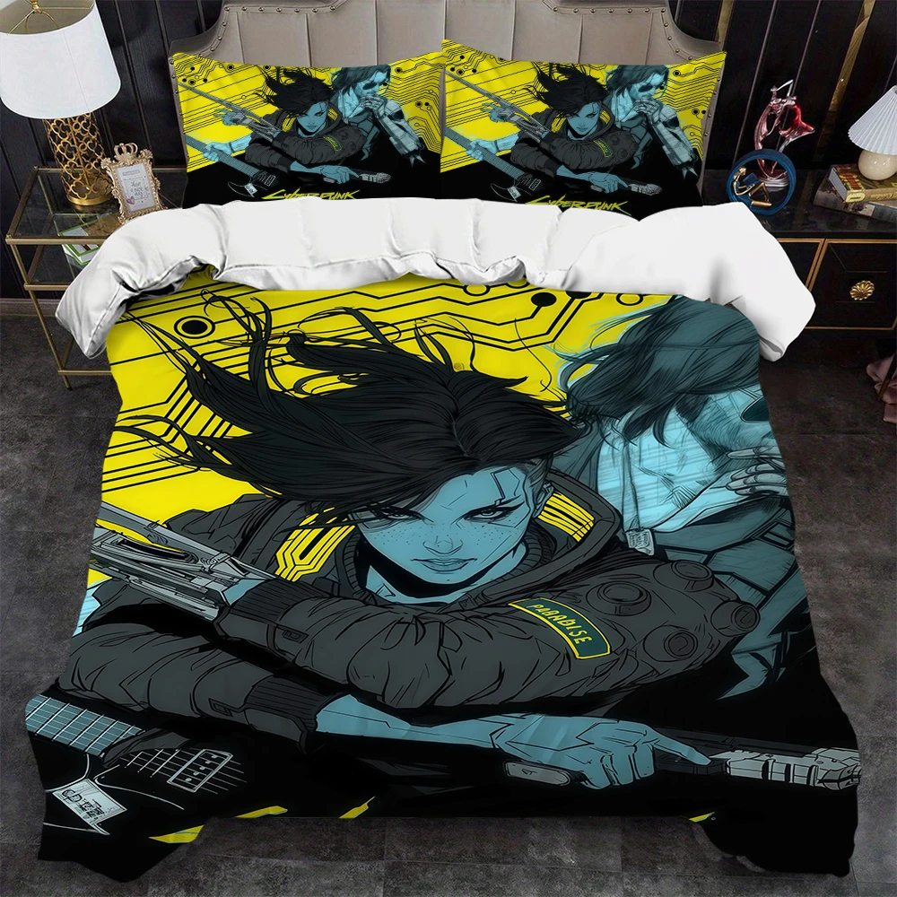 Game C-Cyber-Cool-P-punk 2077 Duvet Cover Set Soft Wash Bed 3 Piece ...
