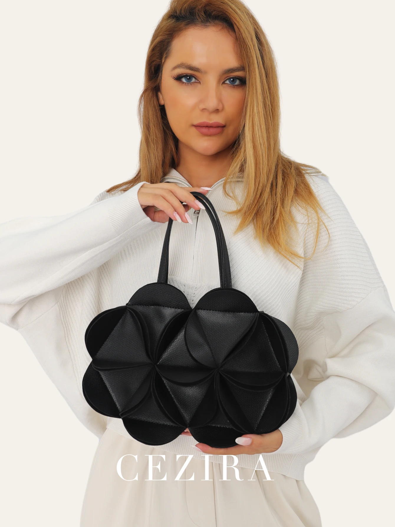 CEZIRA-Luxury-Women-PU-Leather-Top-handle-Bags-Fashion-Petal-Patchwork ...