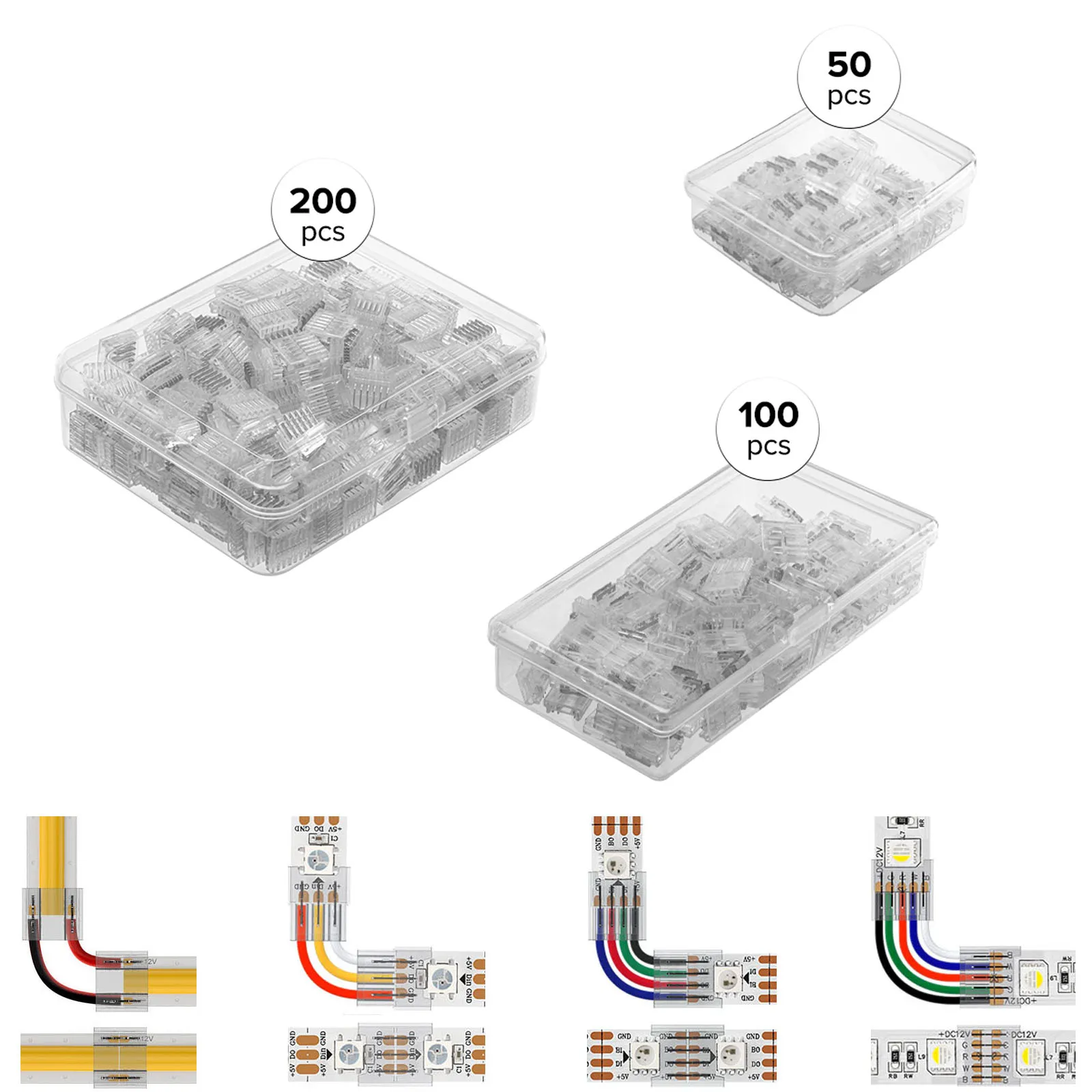 50pcs 100pcs 200pcs FCOB Transparent Solderless Cover Connector DIM CCT ...