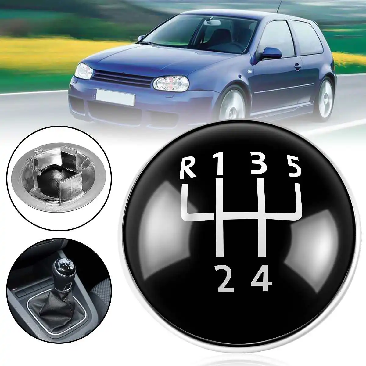 Preto-Carro-Manual-de-engrenagem-Shift-Knob-Emblema-Cap-Capa-5-Speed ...