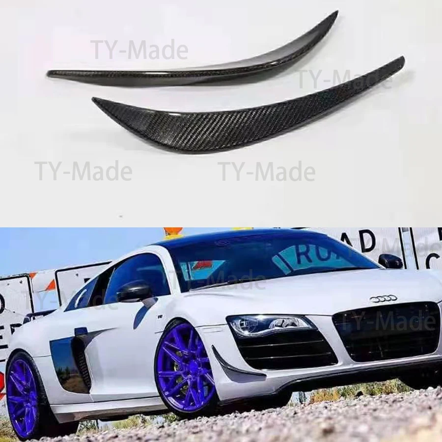 R8 2pcs Carbon Fiber Front Bumper Side Trim Canards Splitter Flaps ...