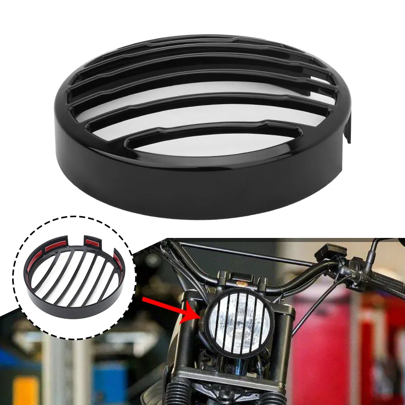 Motorcycle Black Head Light Guard Front Lamp Protector Headlight Grill ...