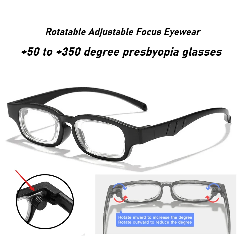 New Rotatable Focus-adjustable Glasses +50 To +350 Degrees Presbyopia ...