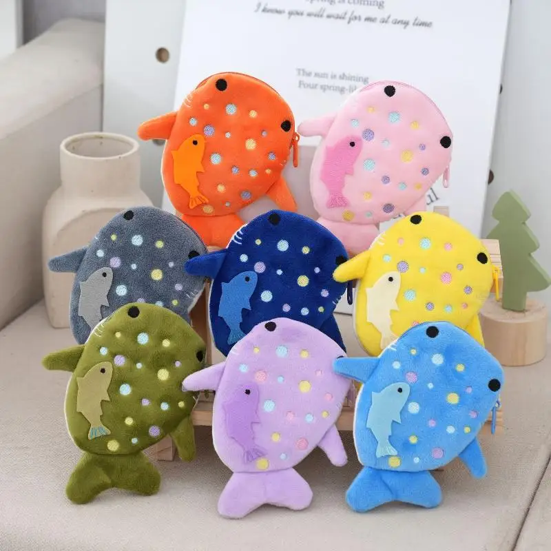 1 Piece Plush Zipper Coin Wallet Fashion Cute Blue Shark Mini Whales ...