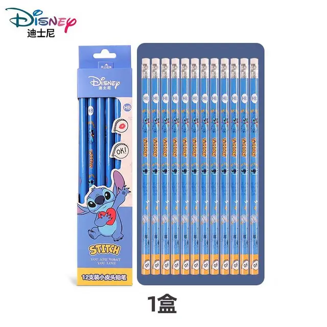 12pcs/set Disney Stitch Kids Pencil Stitch Anime figures HB Cute ...