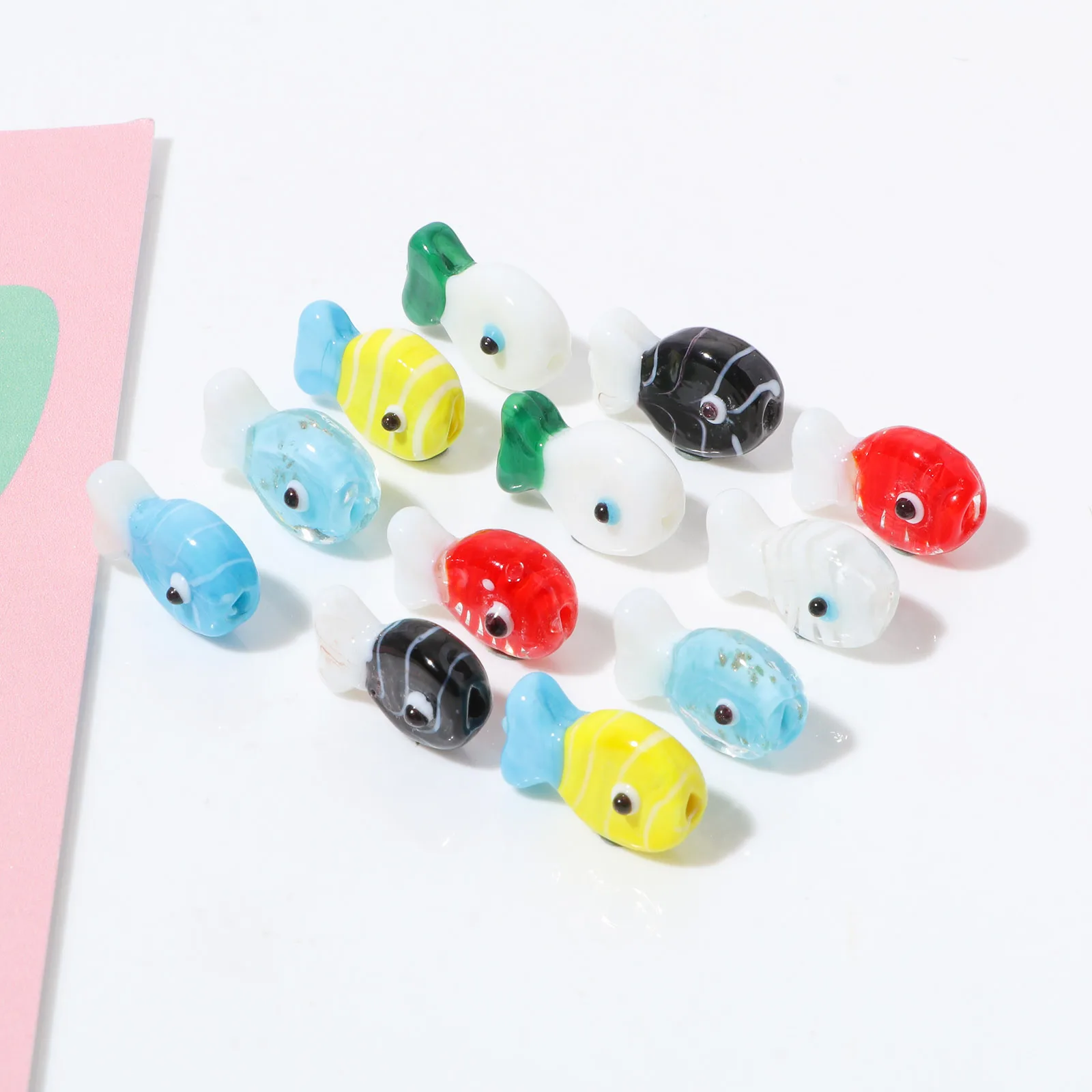 2 PCs Cute Lampwork Glass Ocean Beads Fish Animal Multicolor For DIY ...