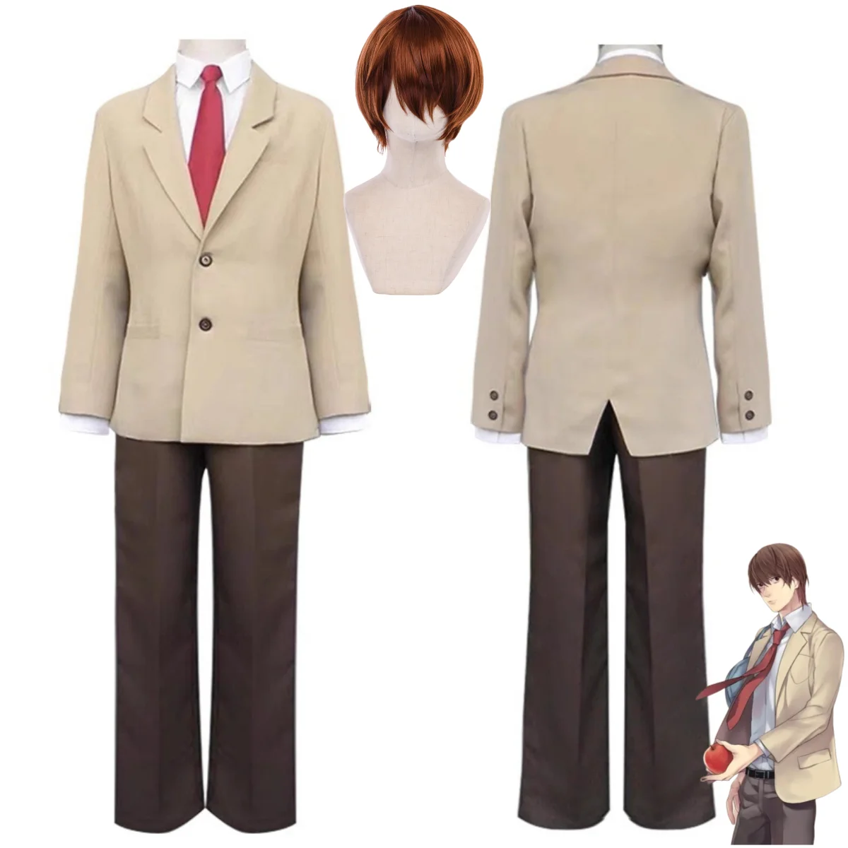 Anime-Death-Note-Yagami-Light-Cosplay-Costume-Wig-Coffee-Color-School ...