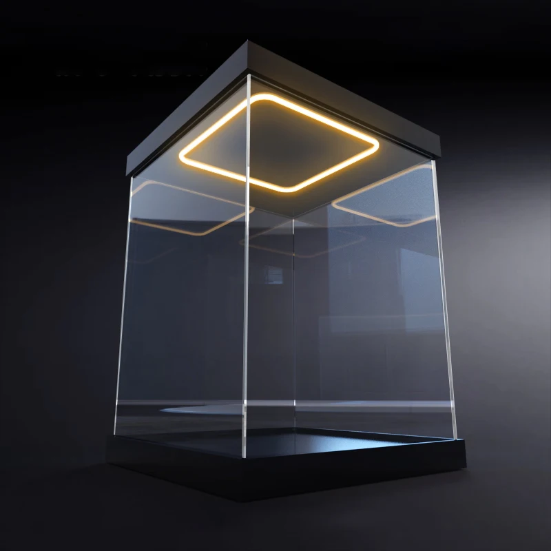 Clear Acrylic Display Cabinet with 3D Ring LED Light , Stackabled ...