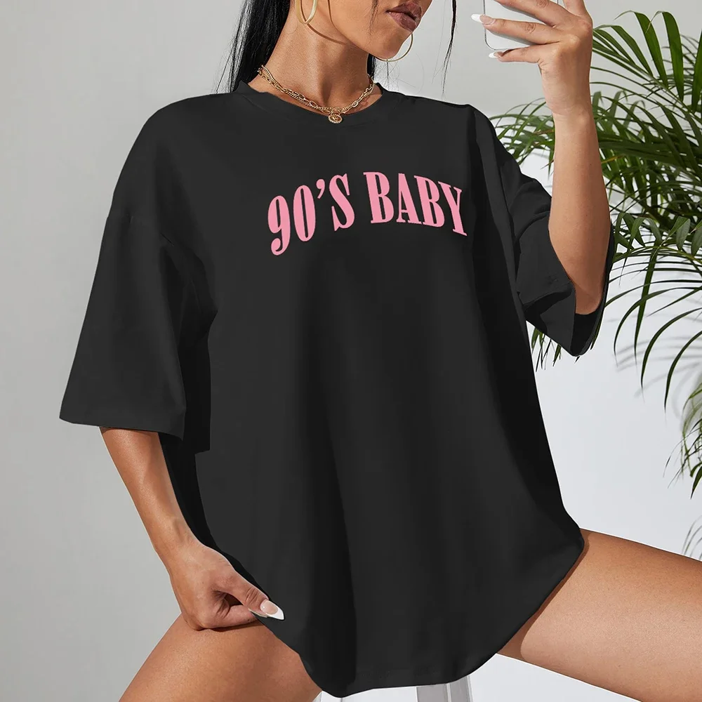 90's Baby Creativity Letter Cotton T-Shirts For Women Funny Oversize ...