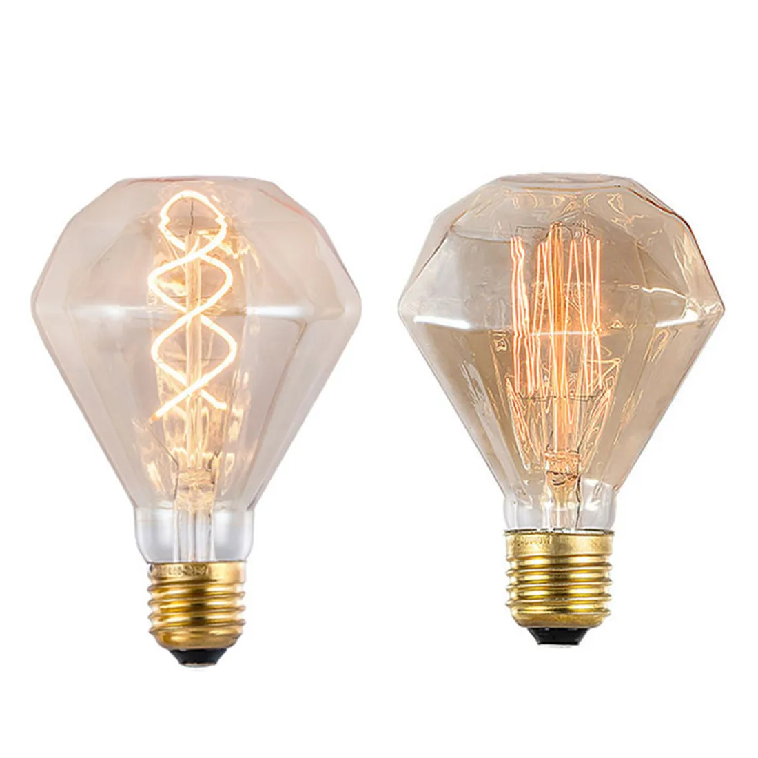 Dimmable G95 Diamond Edison Bulb 4w Led Spiral Filament 40w Antique ...