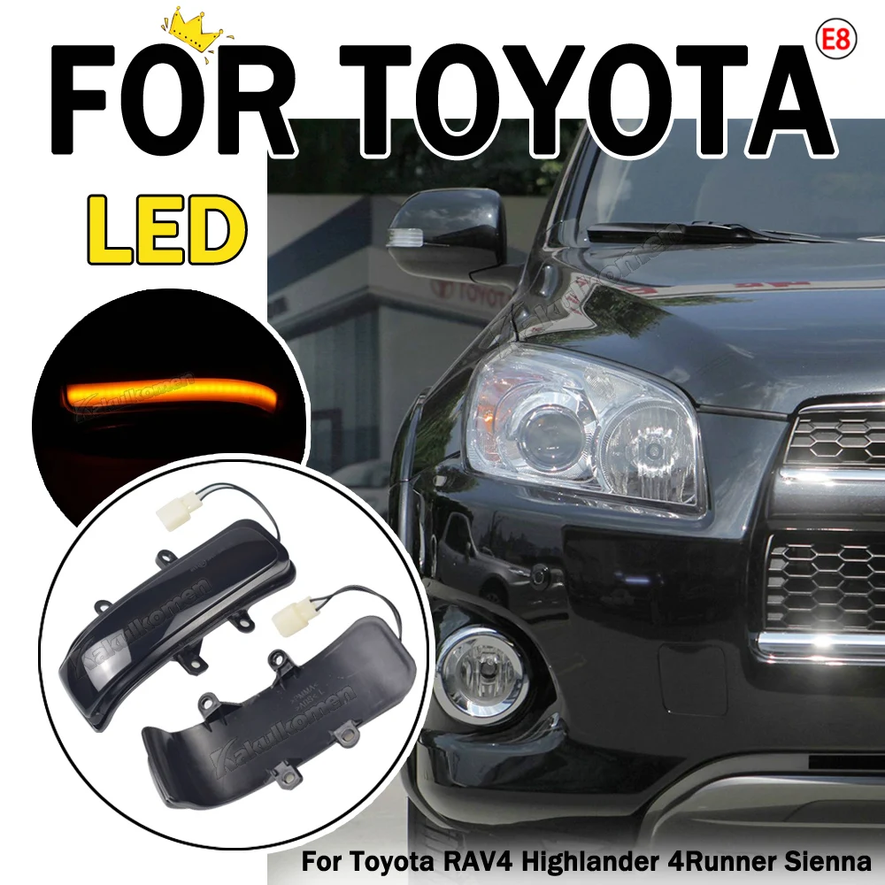 Rearview Side Mirror LED Dynamic Turn Signal Light For Toyota RAV4 ...