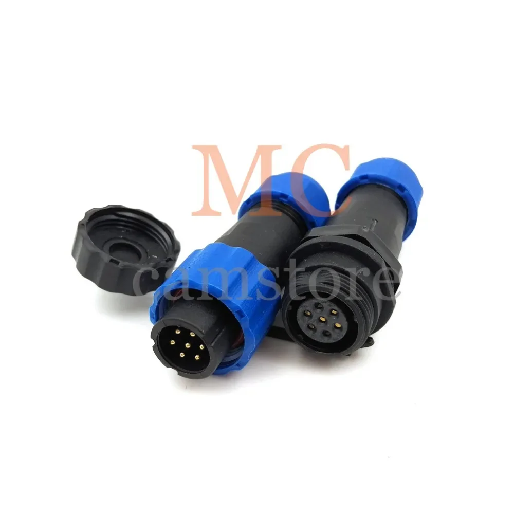 SD13 waterproof connector 7 pin, industrial power cable connector LED ...