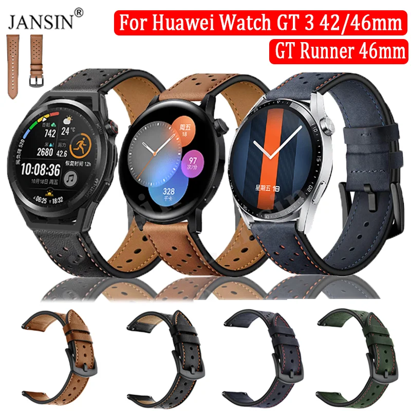 Leather-Wristband-For-Huawei-Watch-GT-3-46mm-42mm-Band-Strap-Smartwatch ...