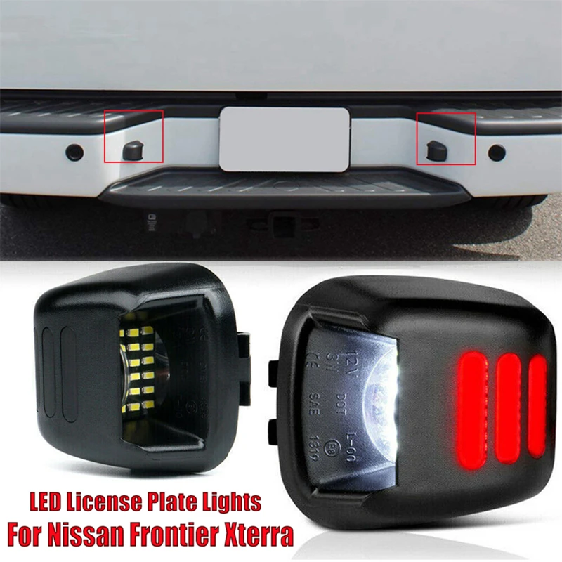 2Pcs-Car-LED-License-Plate-Lights-For-Nissan-Navara-D40-Frontier-Titan ...