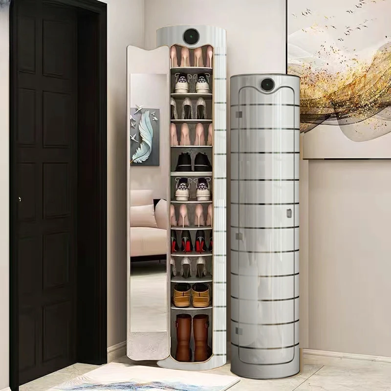 Household-door-cylindrical-shoe-cabinet-360-degree-rotating-shoe-rack ...