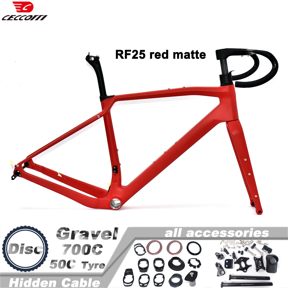 700C SEABOARD Gravel Road Bike Frame Set Carbon Fiber Fork Off-road ...