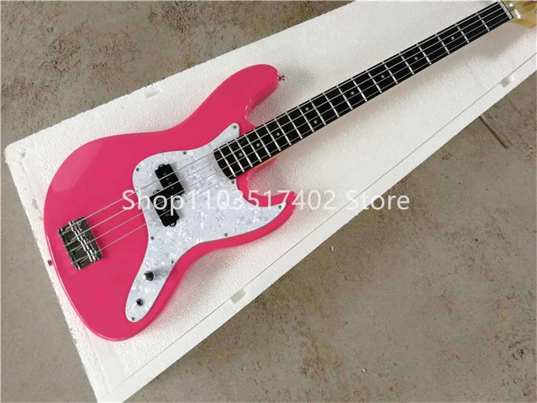 Factory-Custom-4-strings-Pink-Electric-Bass-Guitar-with-White-pearl ...