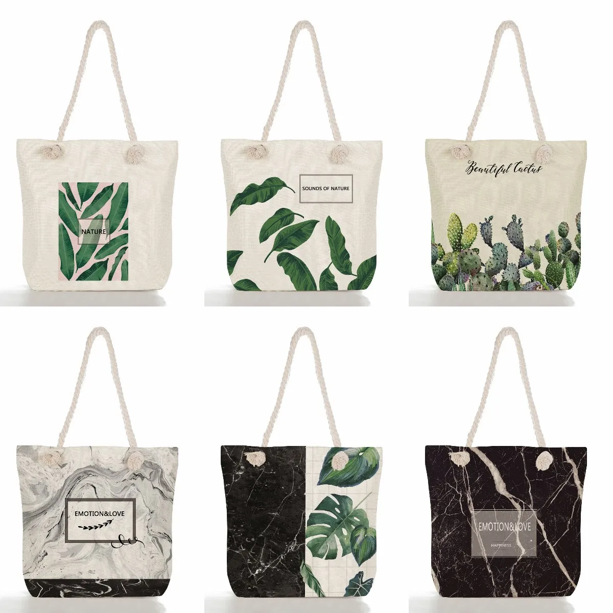 Custom-Pattern-Designer-Logo-Handbags-Creativity-Leaves-Print-Shopping ...