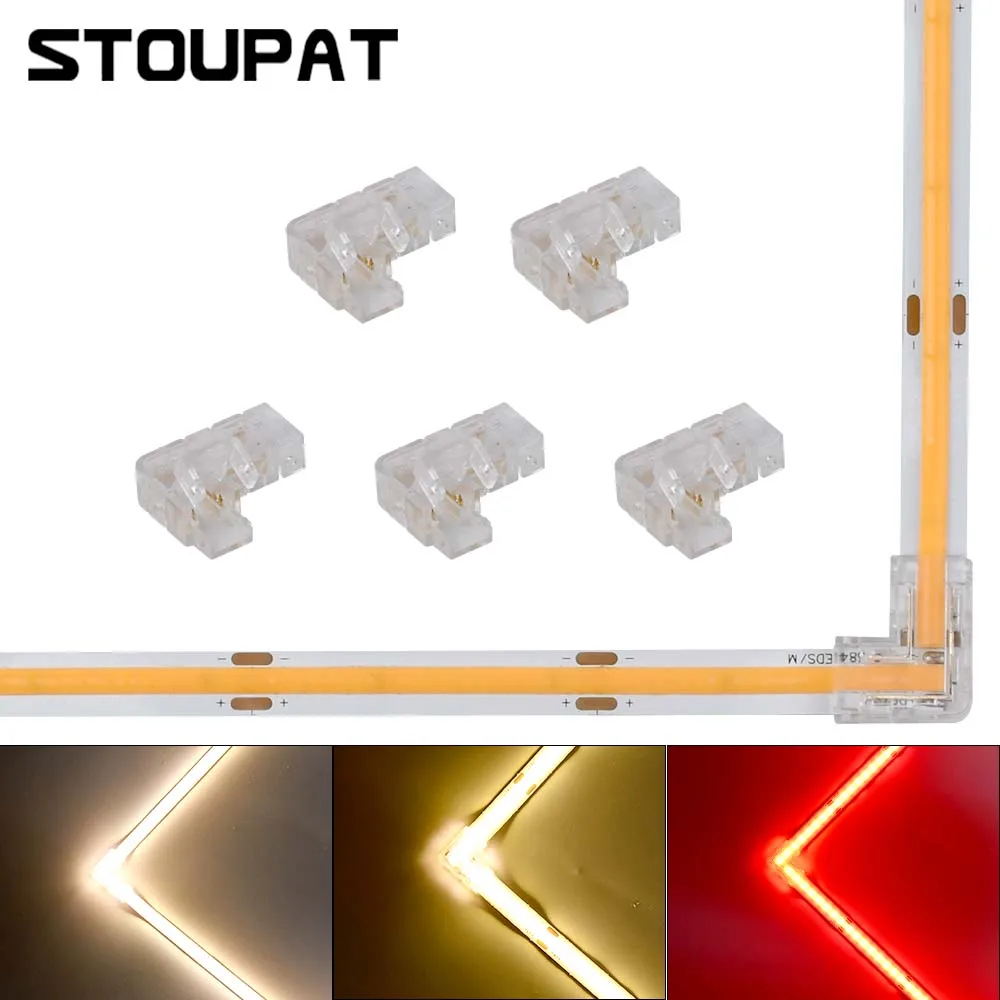 5pcs-COB-LED-Light-Strip-Connector-2pin-3pin-4pin-Seamless-L-Shape-LED ...