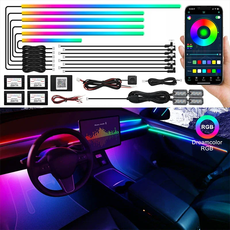 Car-Acrylic-Ambient-Led-Lights-Accessories-App-Contro-Auto-Interior ...