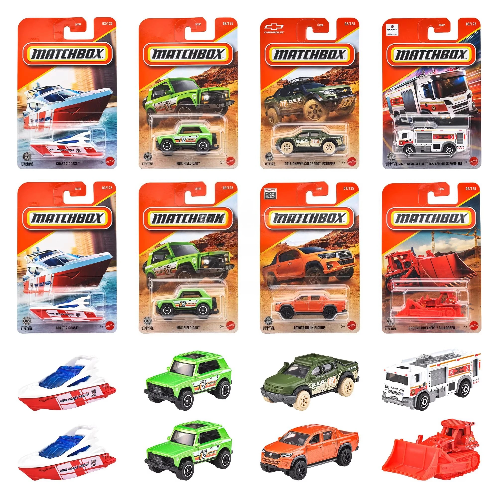 2026A Echte Matchbox Auto 1/64 Scania Xt Brandweerwagen Toyota Hilux ...