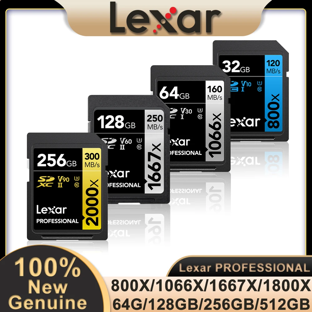 NEW-Lexar-SD-Card-800X-1066X-1667X-2000X-UHS-II-32GB-64GB-128GB-256GB ...