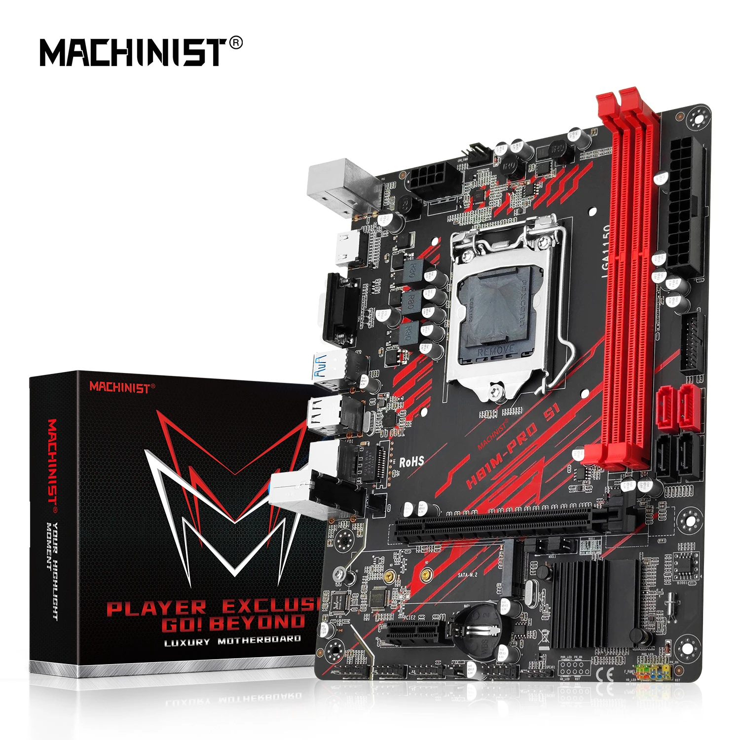 MACHINIST-H81M PRO S1 H81 LGA 1150 Placa-mãe, Slot NGFF M.2, Suporte i3, i5, i7, Xeon E3, V3 ...