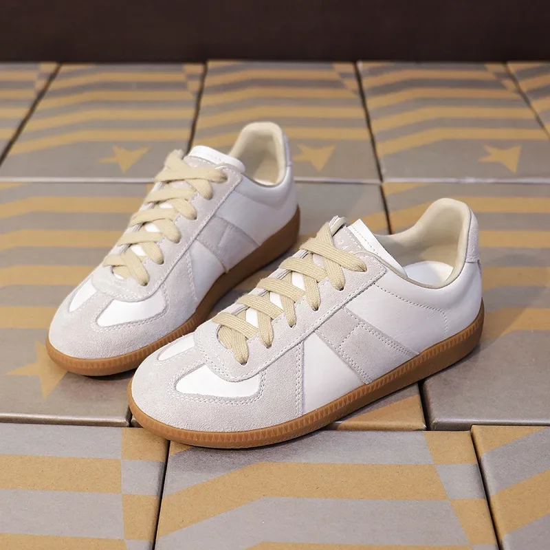 Genuine-Leather-Low-Cut-Flat-Bottomed-Casual-Board-Shoes-with-Mesh-for ...