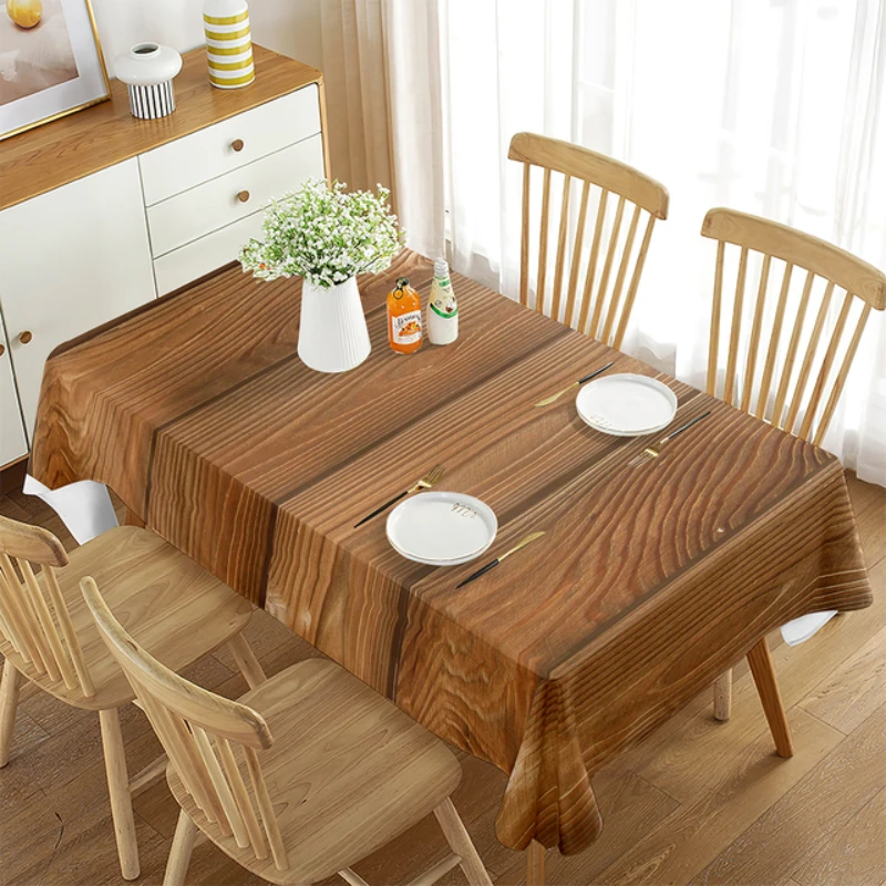 Wood-Grain-Texture-Rectangular-Tablecloth-Holiday-Party-Decoration ...
