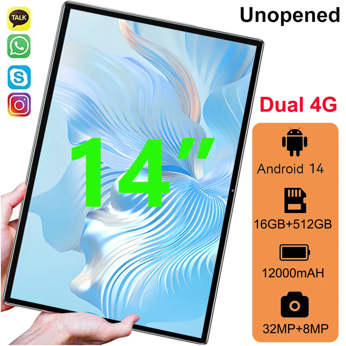 Global Version Super Large Screen 14 inch Tablet Pc Android 14 4G Phone ...