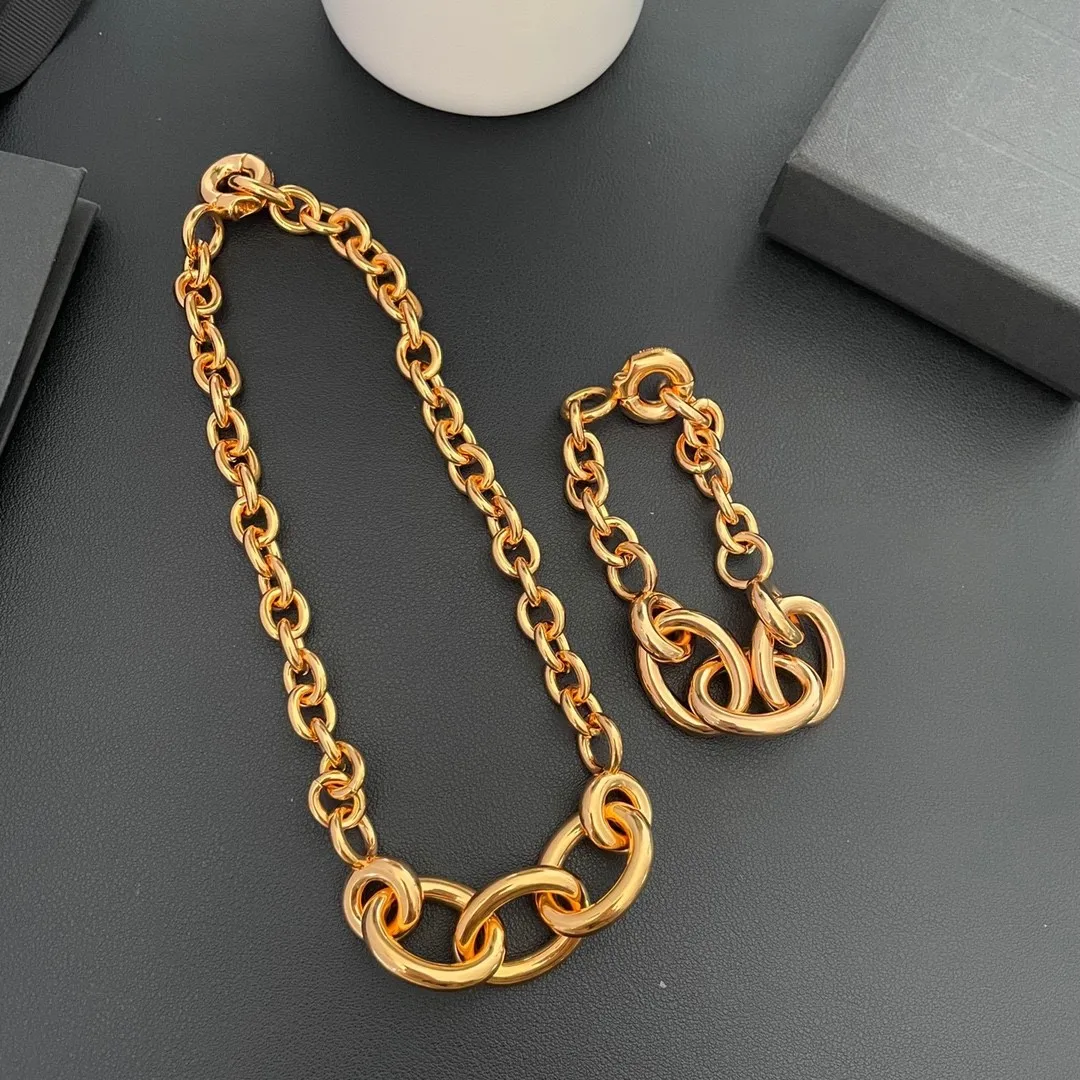 Exaggerated heavy metal classic retro chain necklace bracelet set