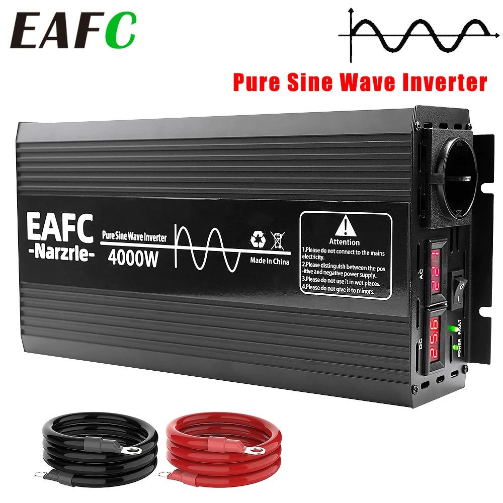 EAFC 4000/3000/2000W Pure Sine Wave Power Inverter DC 12V to AC 220V ...