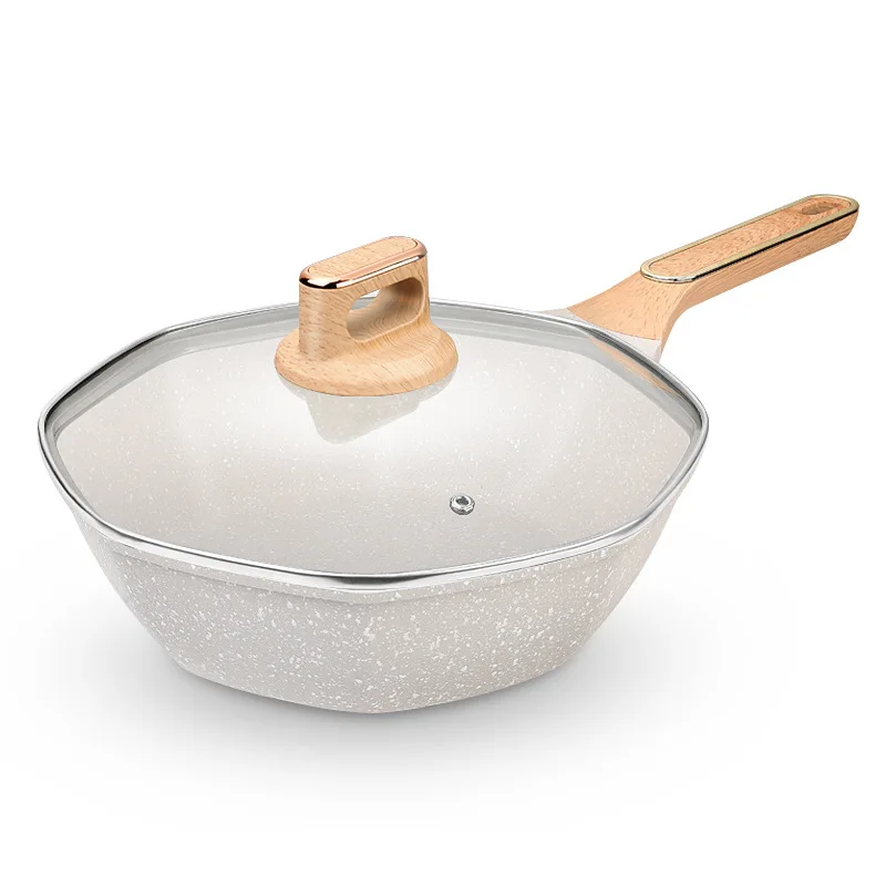 Long-Handle-Wok-Medical-Stone-Non-stick-Pan-Nordic-Creative-Octagonal ...