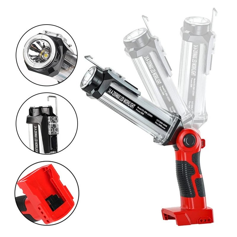 Handheld LED Work Light Flashlight for Milwaukee 18V Li ion Battery 35W ...