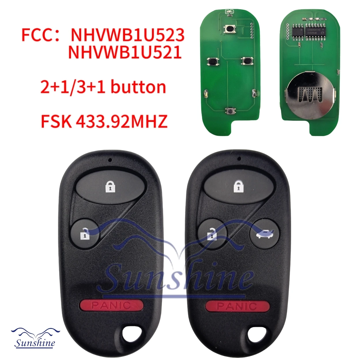 Sunshine 2+1/3+1Buttons Keyless Entry Remote key For Honda NHVWB1U521 ...