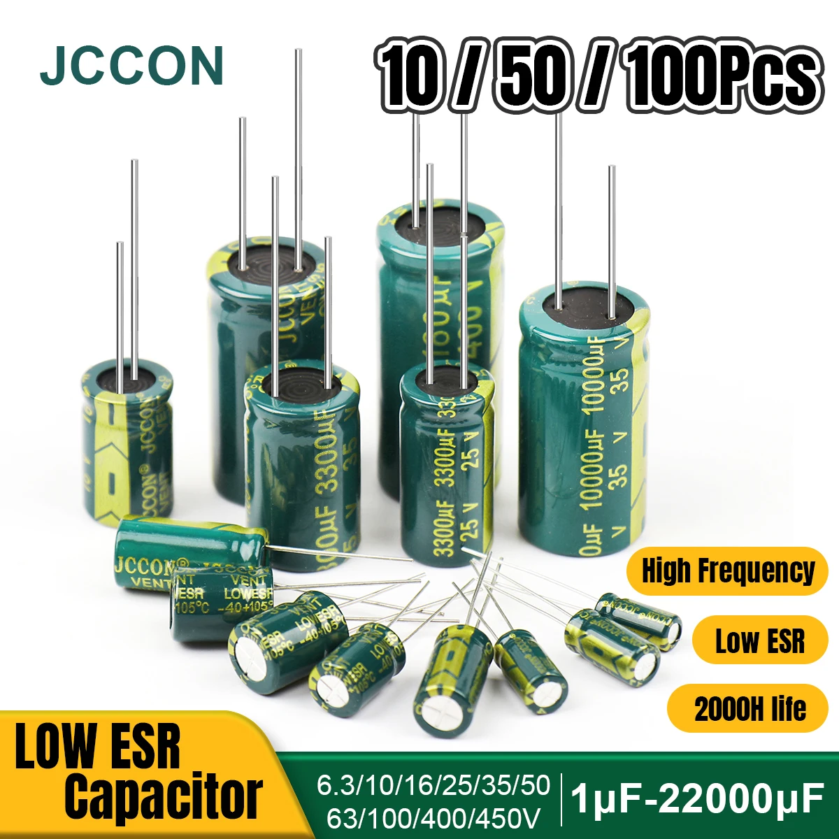 6.3V-450V Aluminum Electrolytic Capacitor High Frequency Low ESR Bulk ...